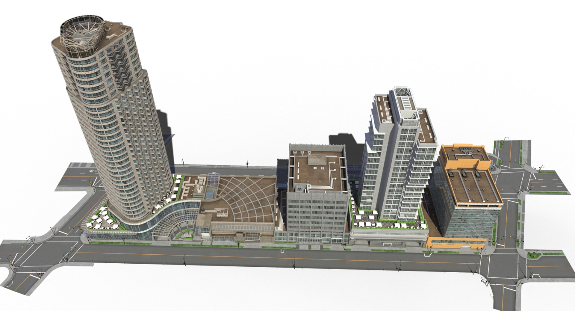 block office buildings 3d model