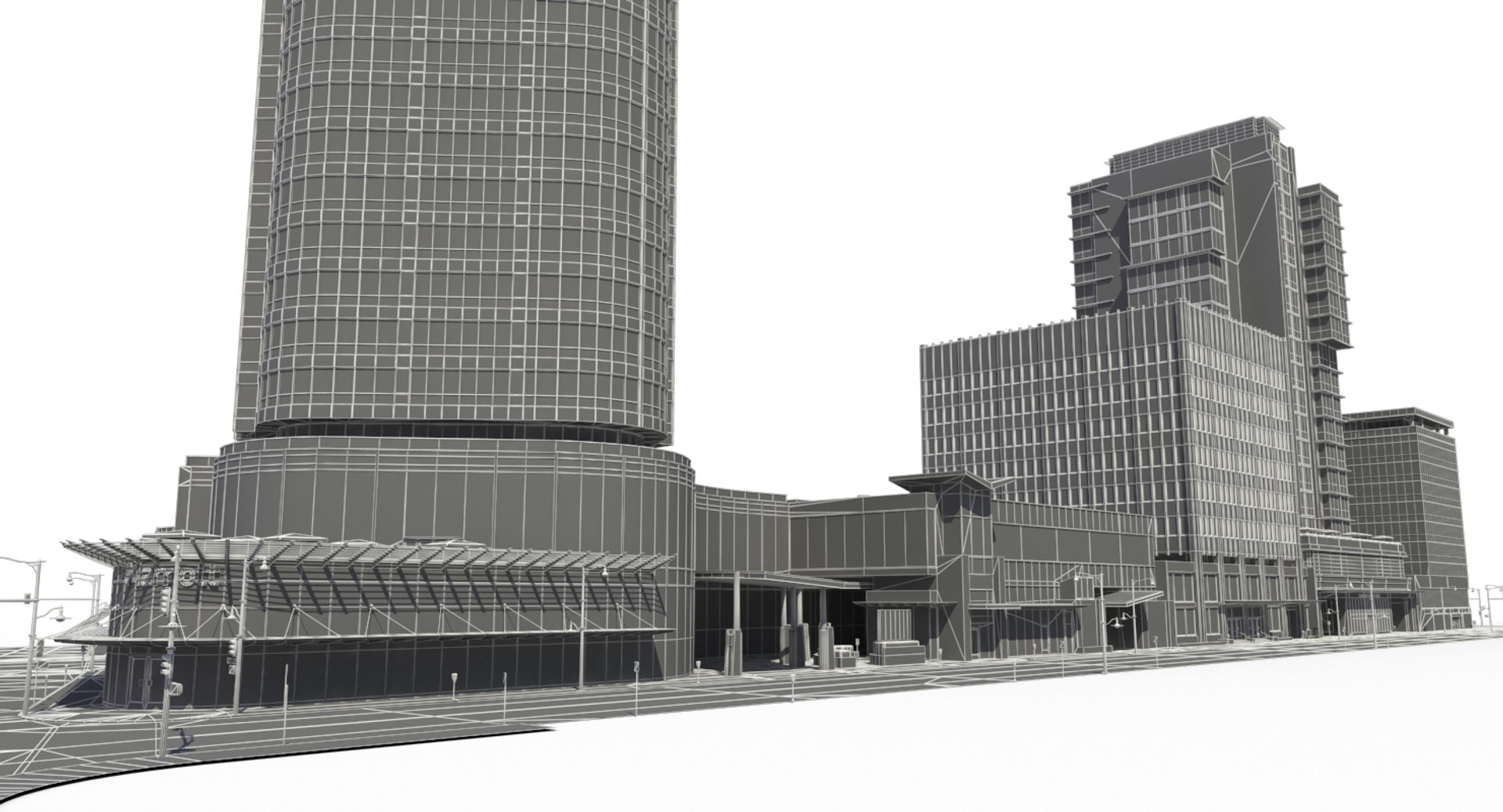 block office buildings 3d model