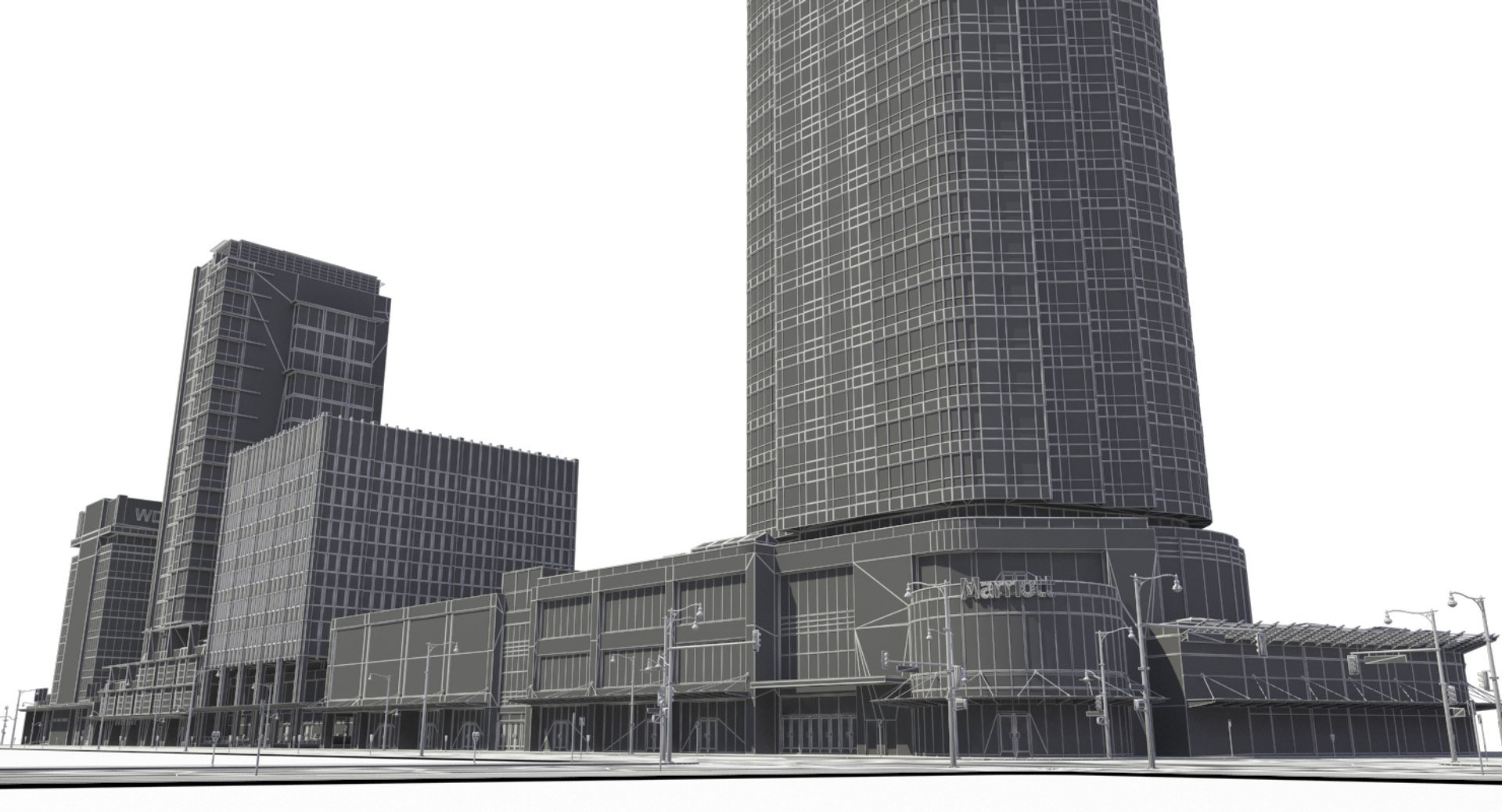 Block Office Buildings 3d Model