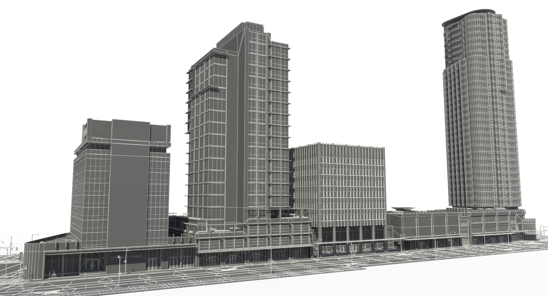 Block Office Buildings 3d Model