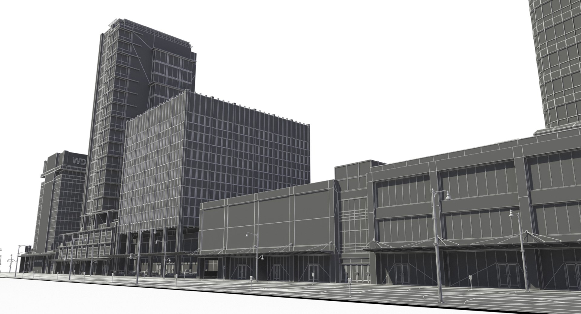 Block Office Buildings 3d Model
