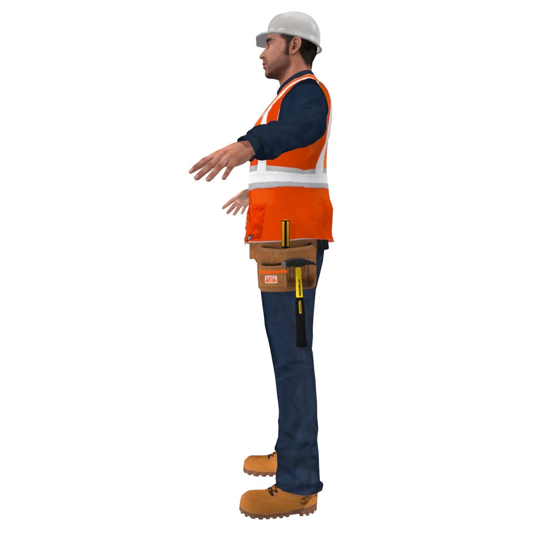 rigged worker biped man 3d max