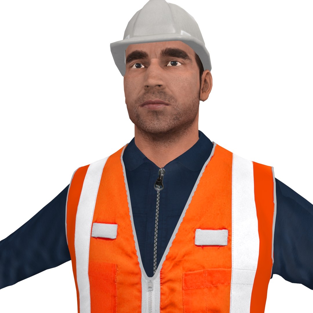 rigged worker biped man 3d max