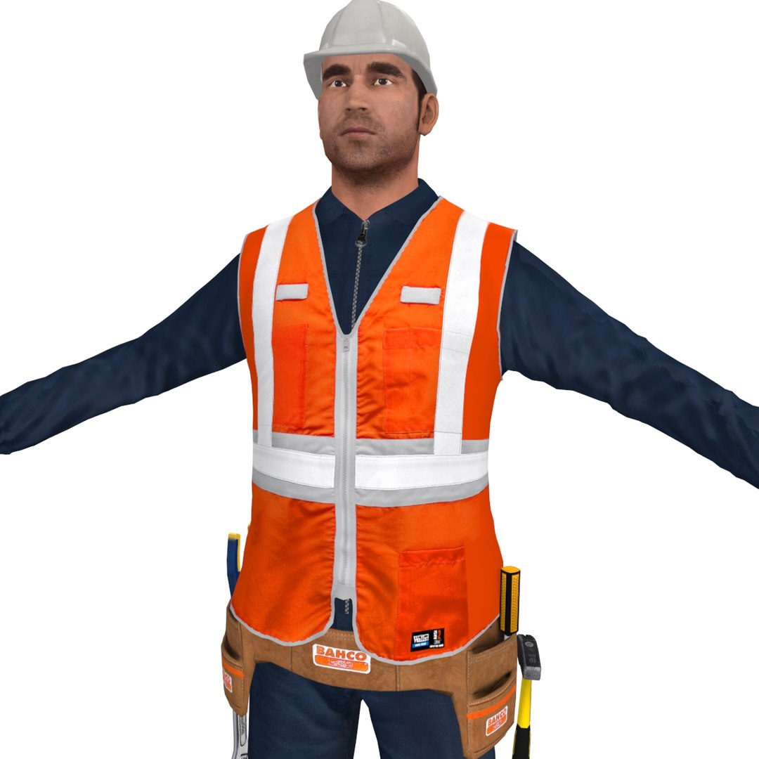 rigged worker biped man 3d max