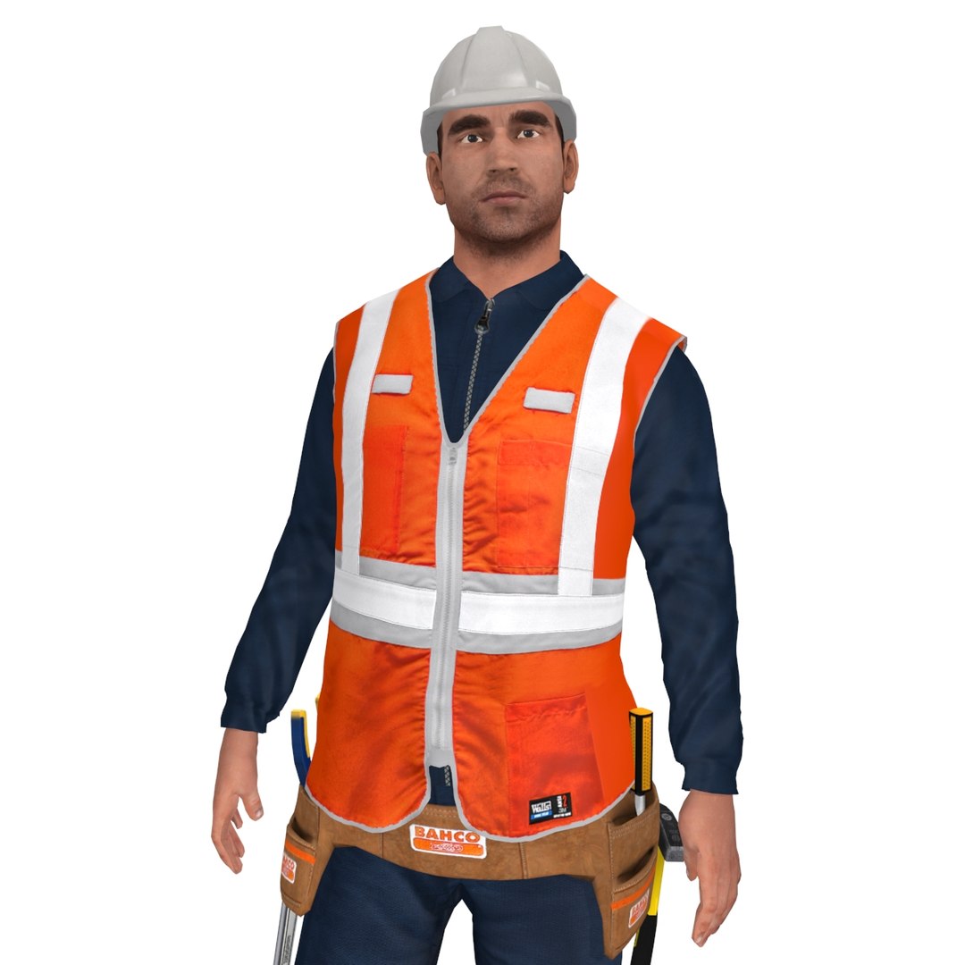 rigged worker biped man 3d max