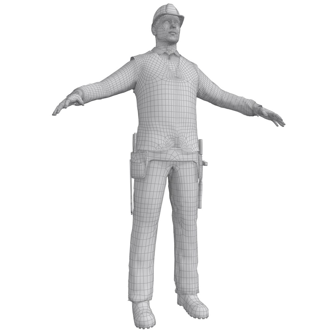 rigged worker biped man 3d max