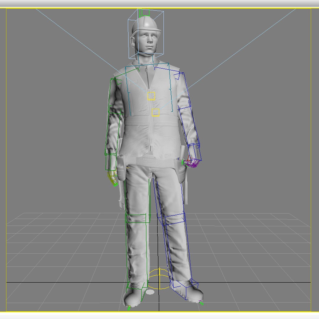 rigged worker biped man 3d max