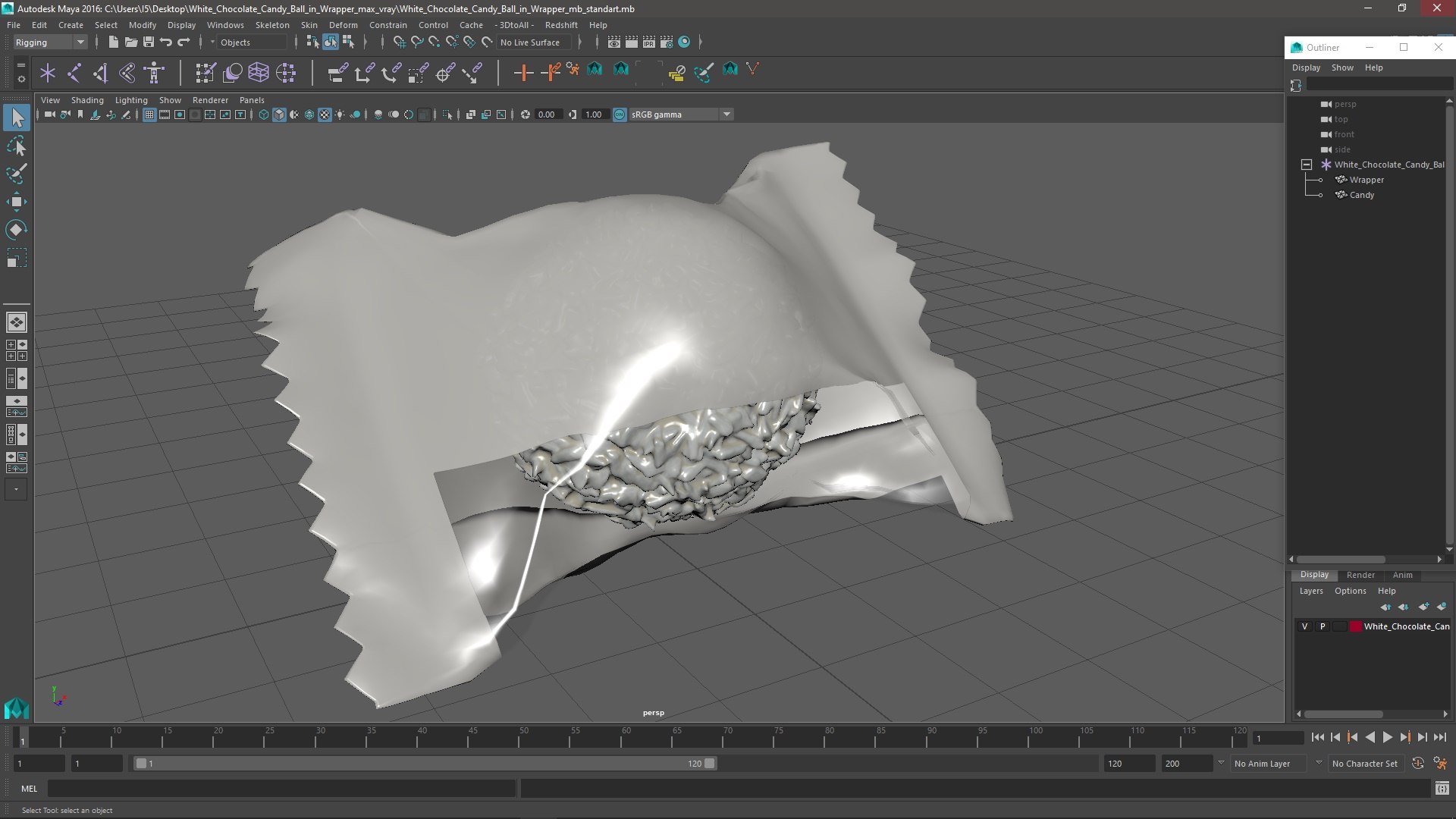 3D White Chocolate Candy Ball In Wrapper Model - TurboSquid 2202493
