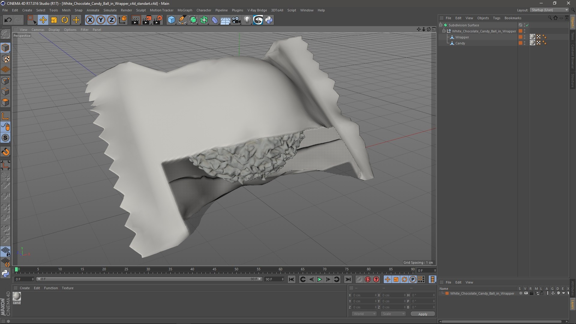 3D White Chocolate Candy Ball In Wrapper Model - TurboSquid 2202493
