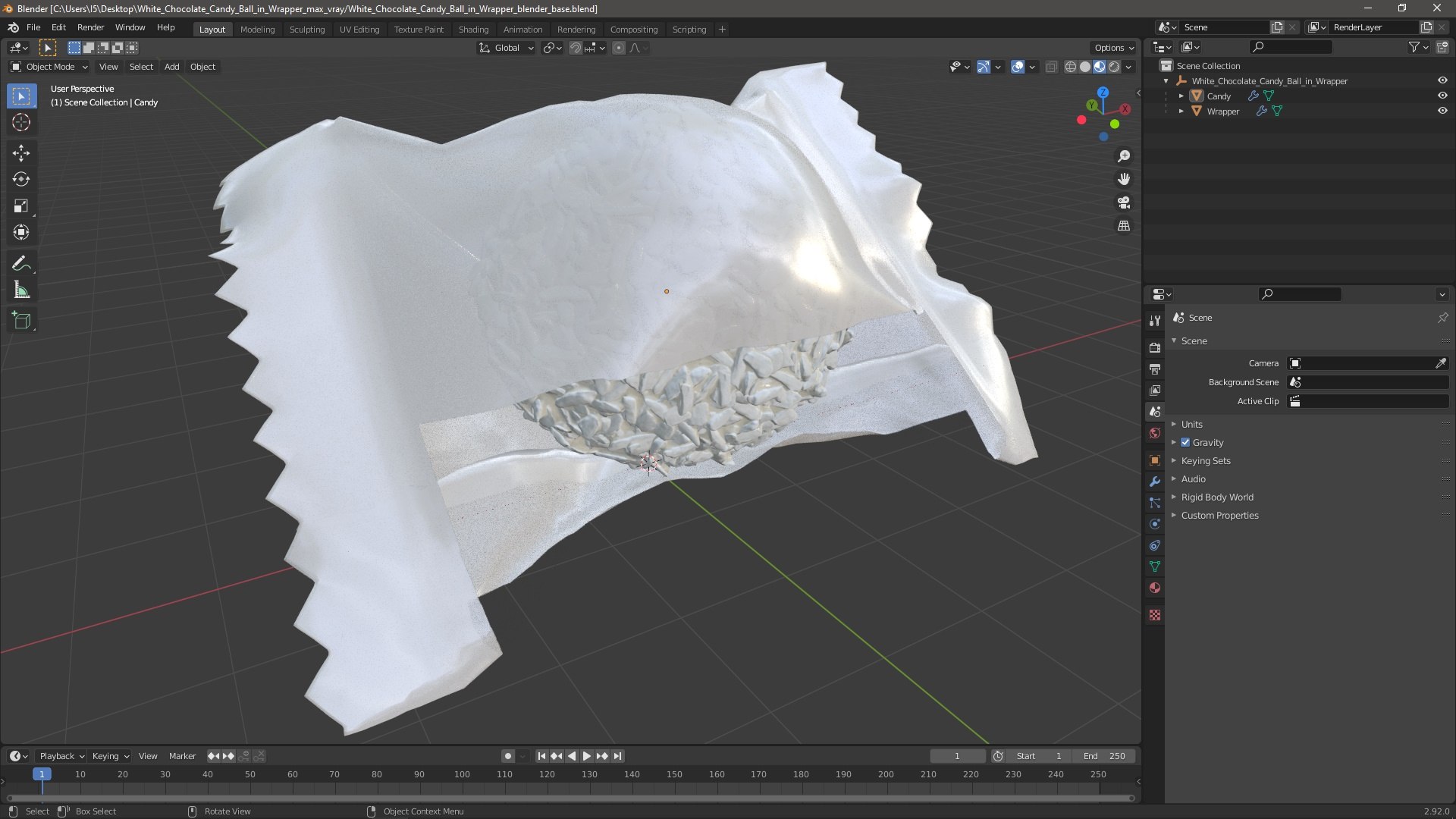 3D White Chocolate Candy Ball In Wrapper Model - TurboSquid 2202493