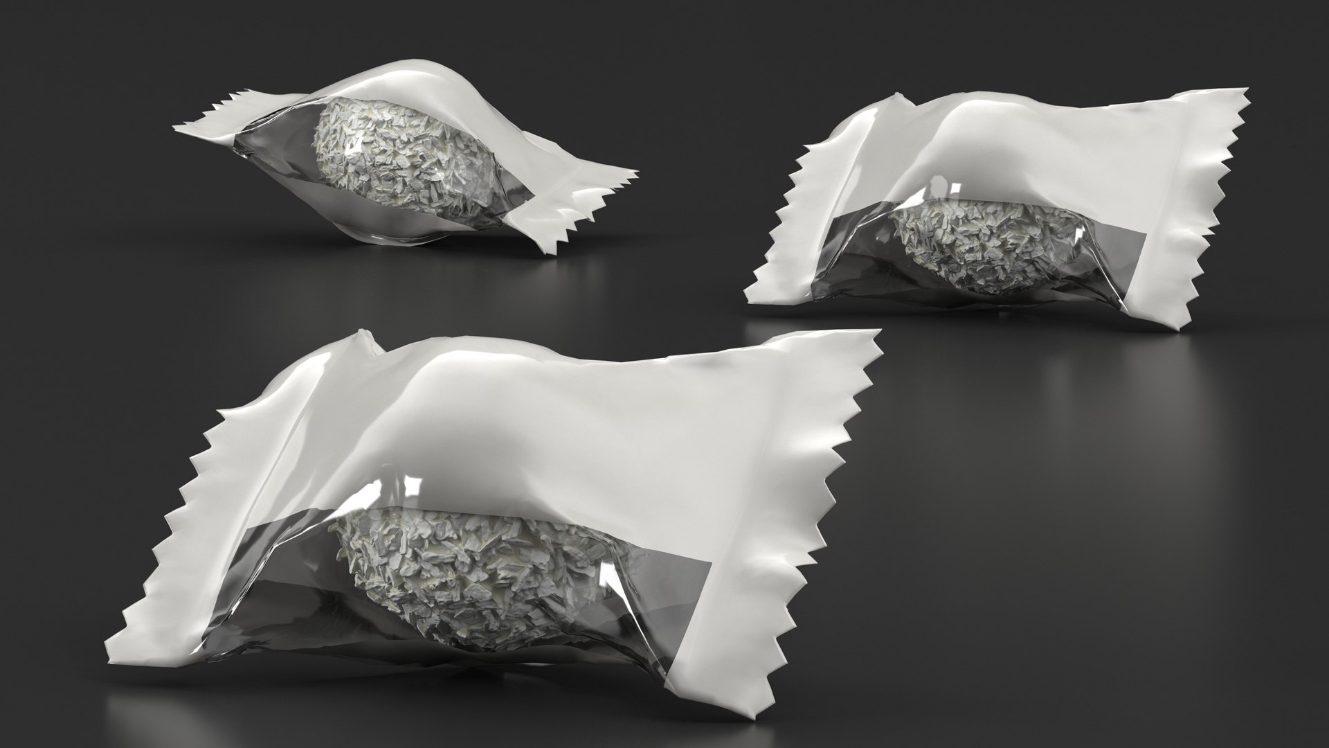 3D White Chocolate Candy Ball In Wrapper Model - TurboSquid 2202493