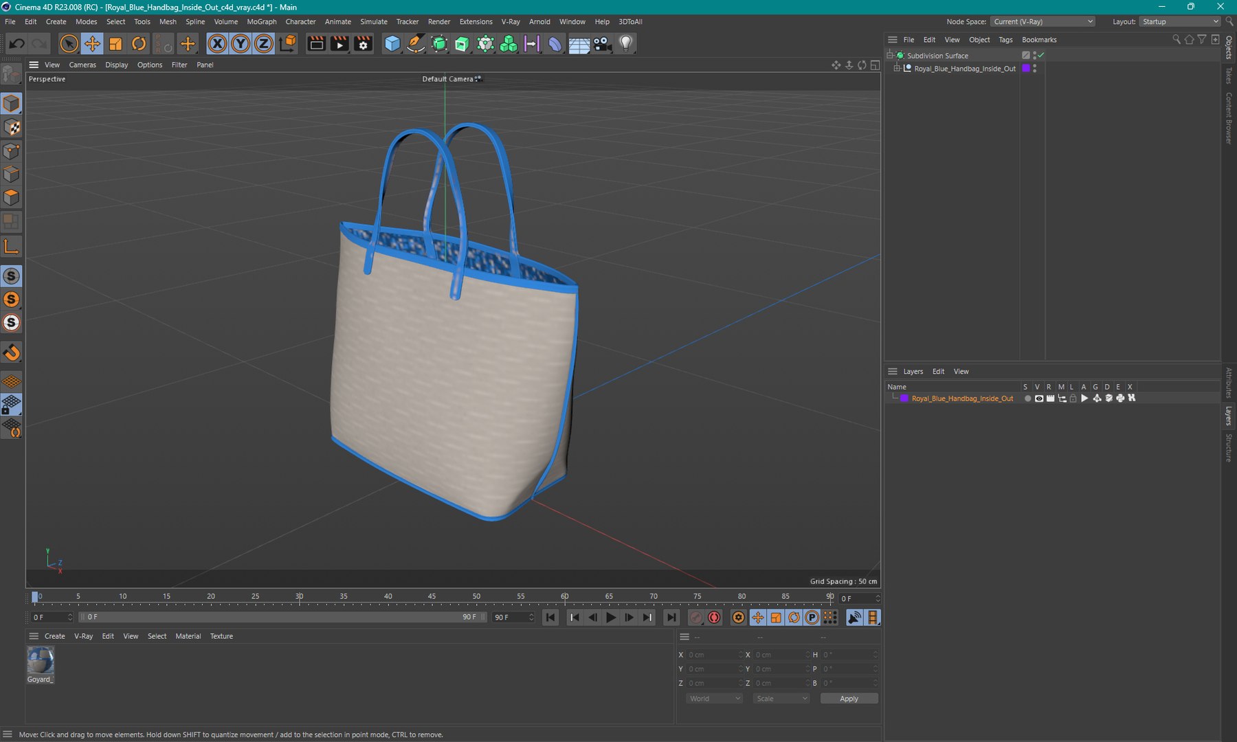 Royal Blue Handbag Inside Out 3D Model - TurboSquid 2369035