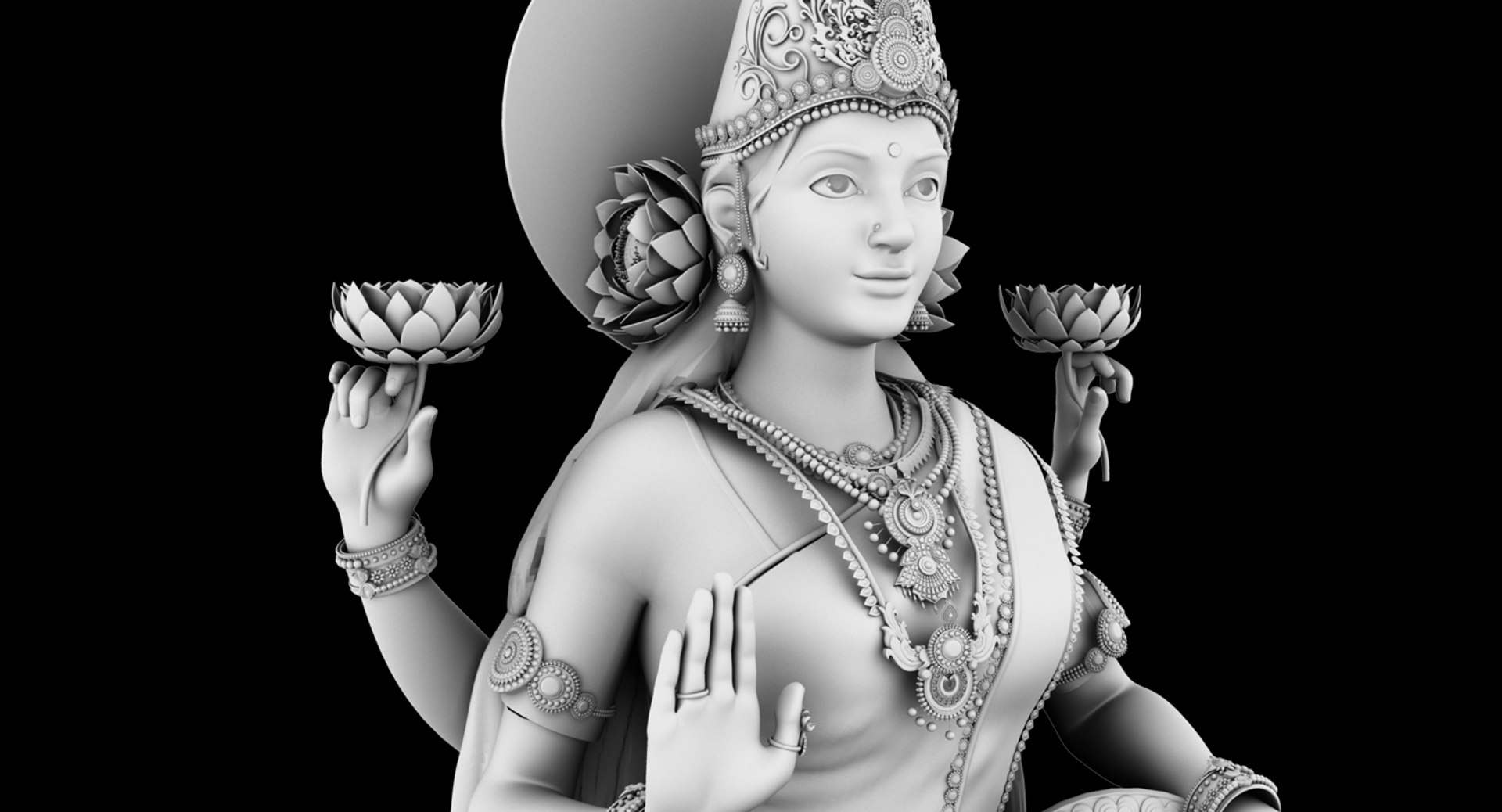 3D Gold God Lakshmi Model - TurboSquid 1551438