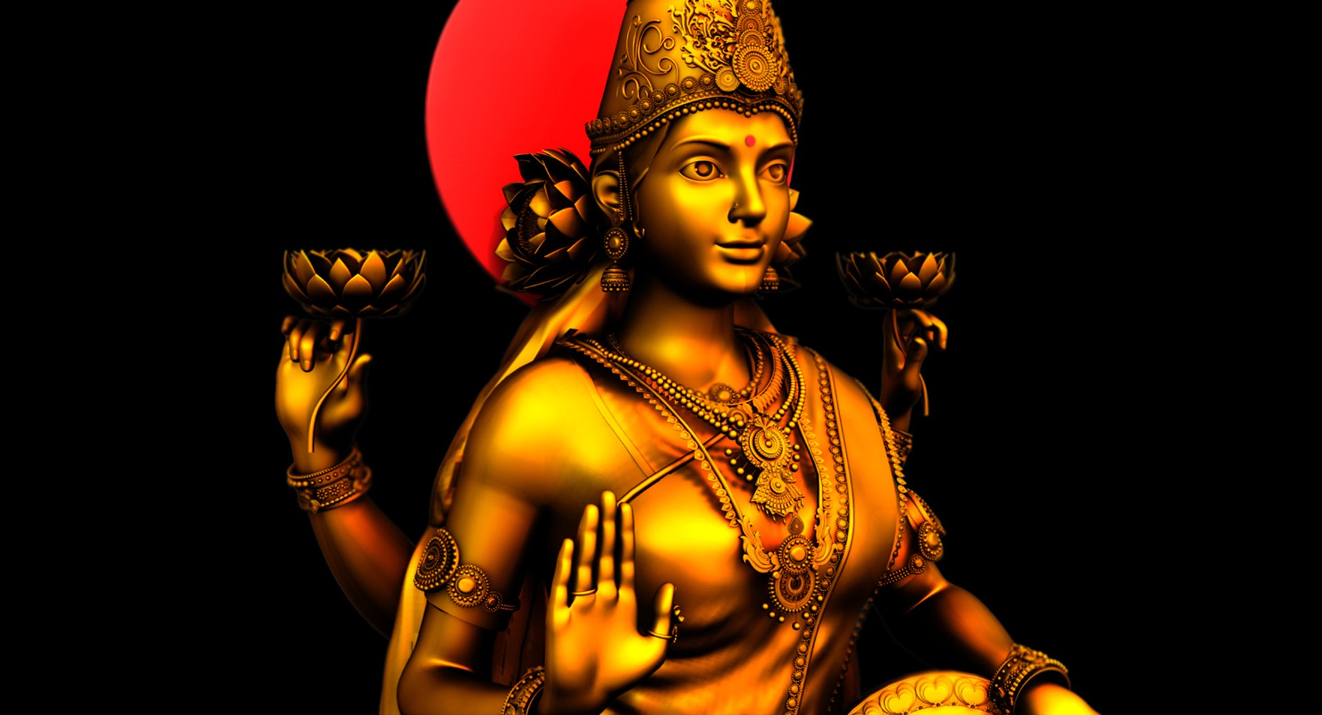 3D Gold God Lakshmi Model - TurboSquid 1551438