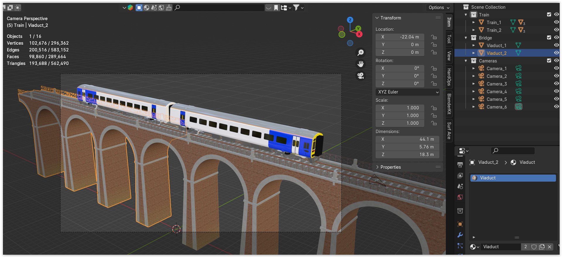 3D Viaduct With Passenger Train - TurboSquid 2288995