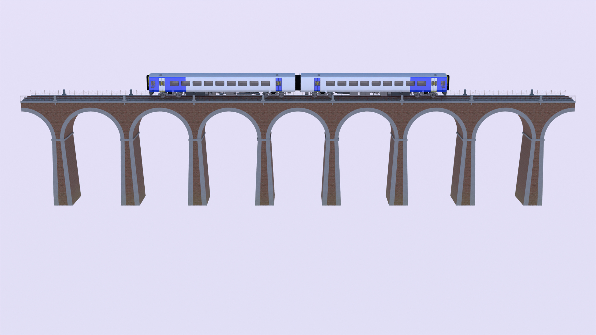 3D Viaduct With Passenger Train - TurboSquid 2288995