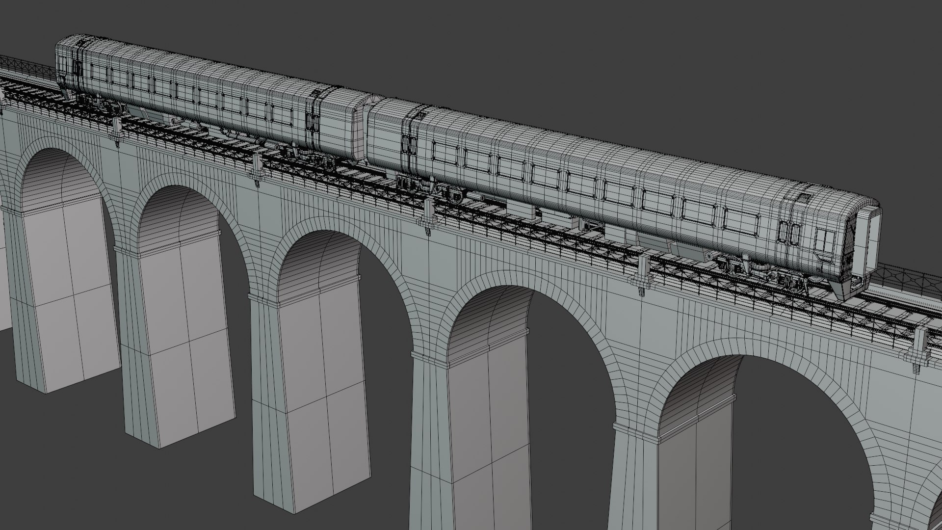 3D Viaduct With Passenger Train - TurboSquid 2288995