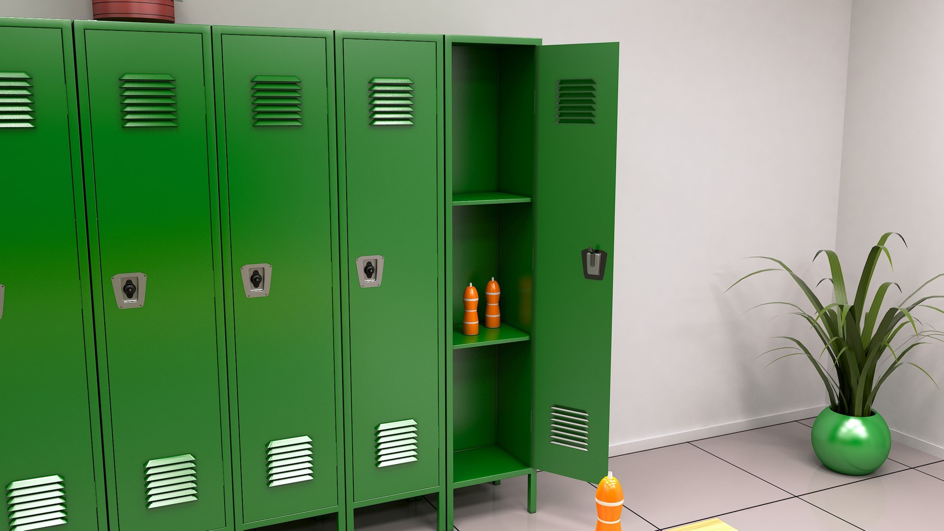 Locker Room 3 - Green 3D - TurboSquid 1913757