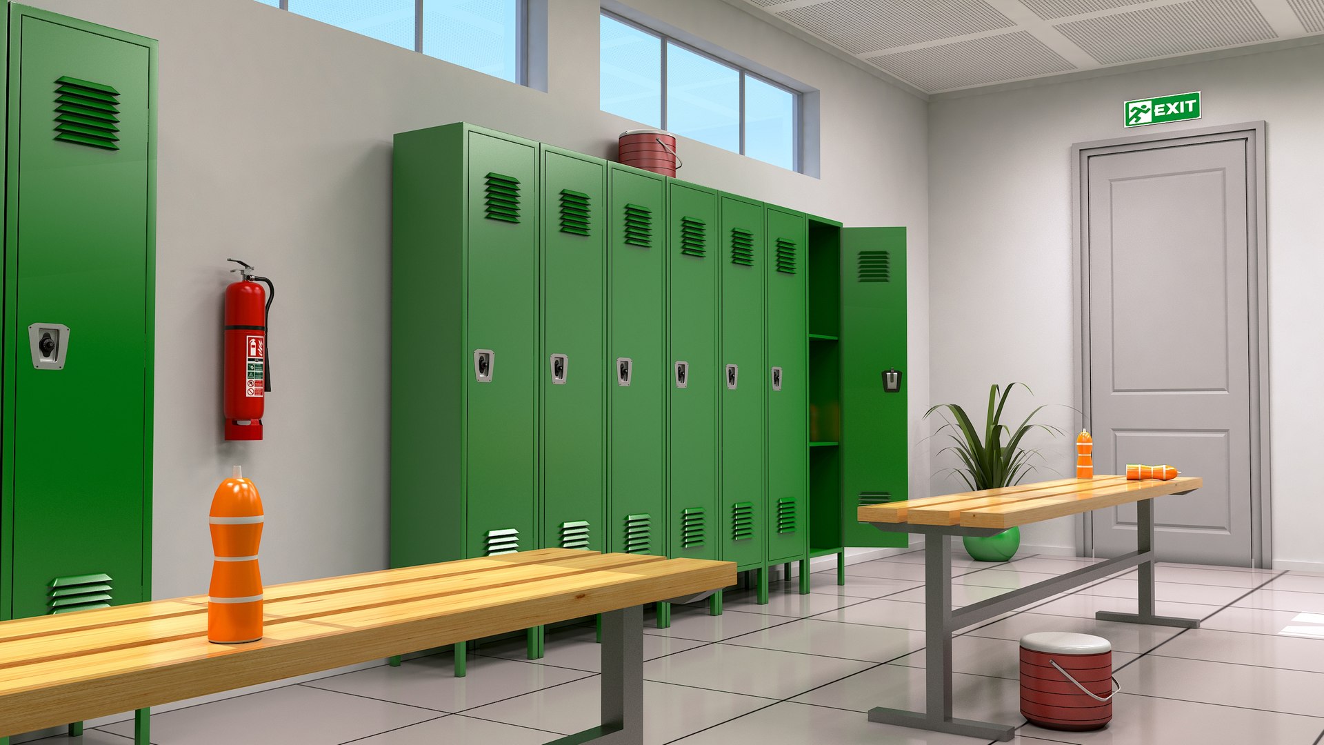 Locker Room 3 - Green 3D - TurboSquid 1913757