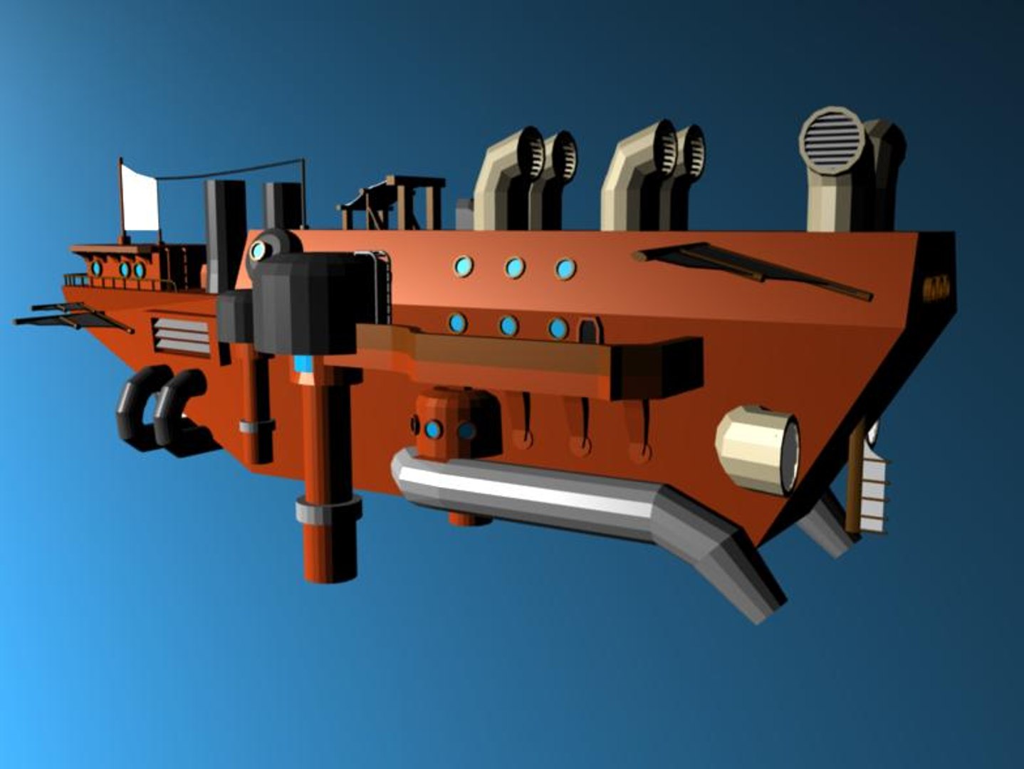 Flyff Steampunk Inspired Ship 3ds
