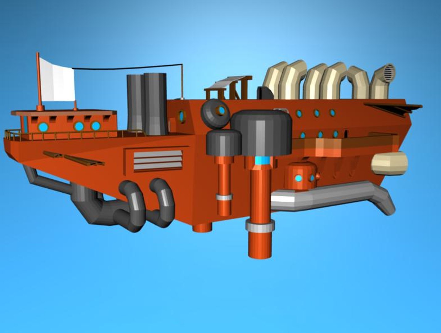 Flyff Steampunk Inspired Ship 3ds