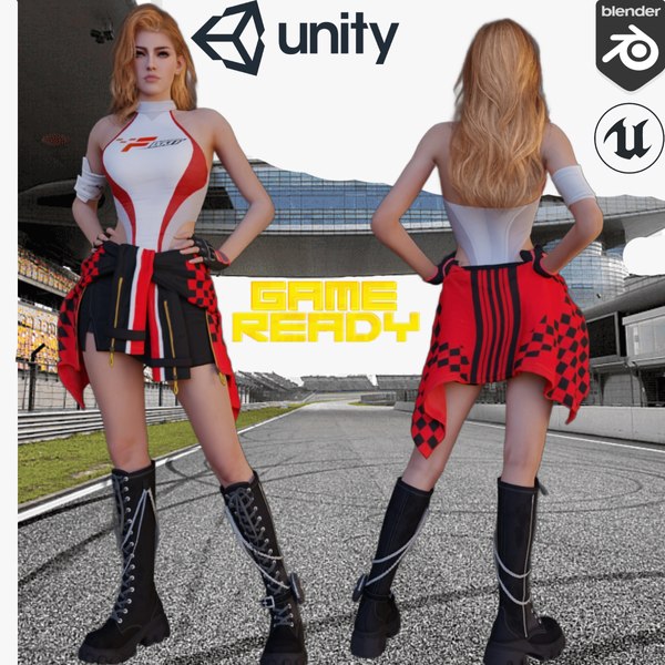 セクシーなレースガールのローポリキャラクター3Dモデル - TurboSquid 2329062