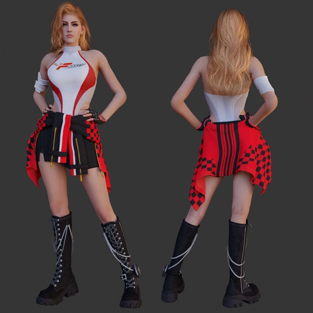 Sexy Race Girl Rigged Low-Poly Character 3D Model - TurboSquid 2329062