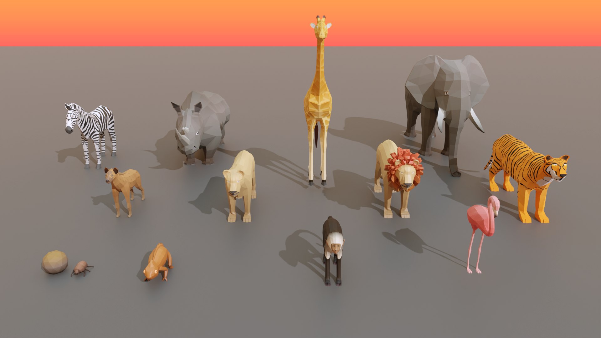 3D Collection Animals Savannah Biome Low Poly Model - TurboSquid 2217186