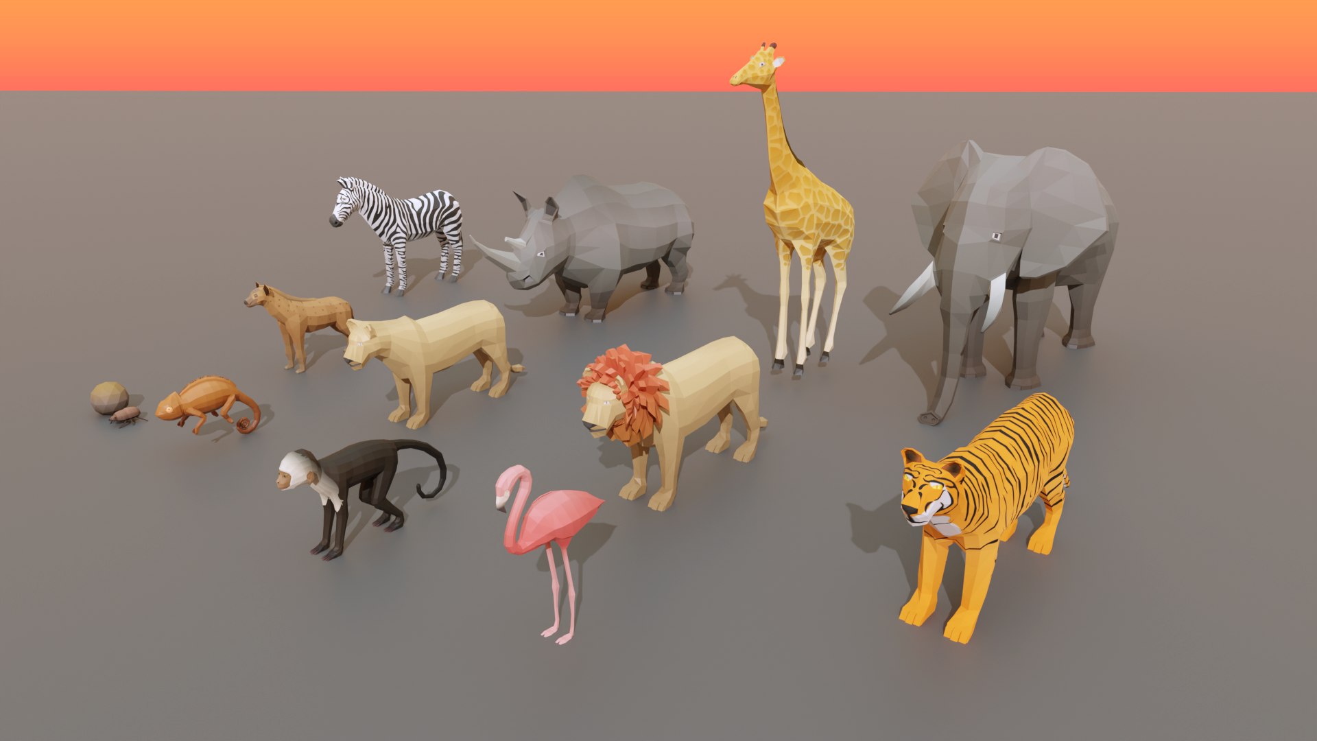 3D Collection Animals Savannah Biome Low Poly Model - TurboSquid 2217186