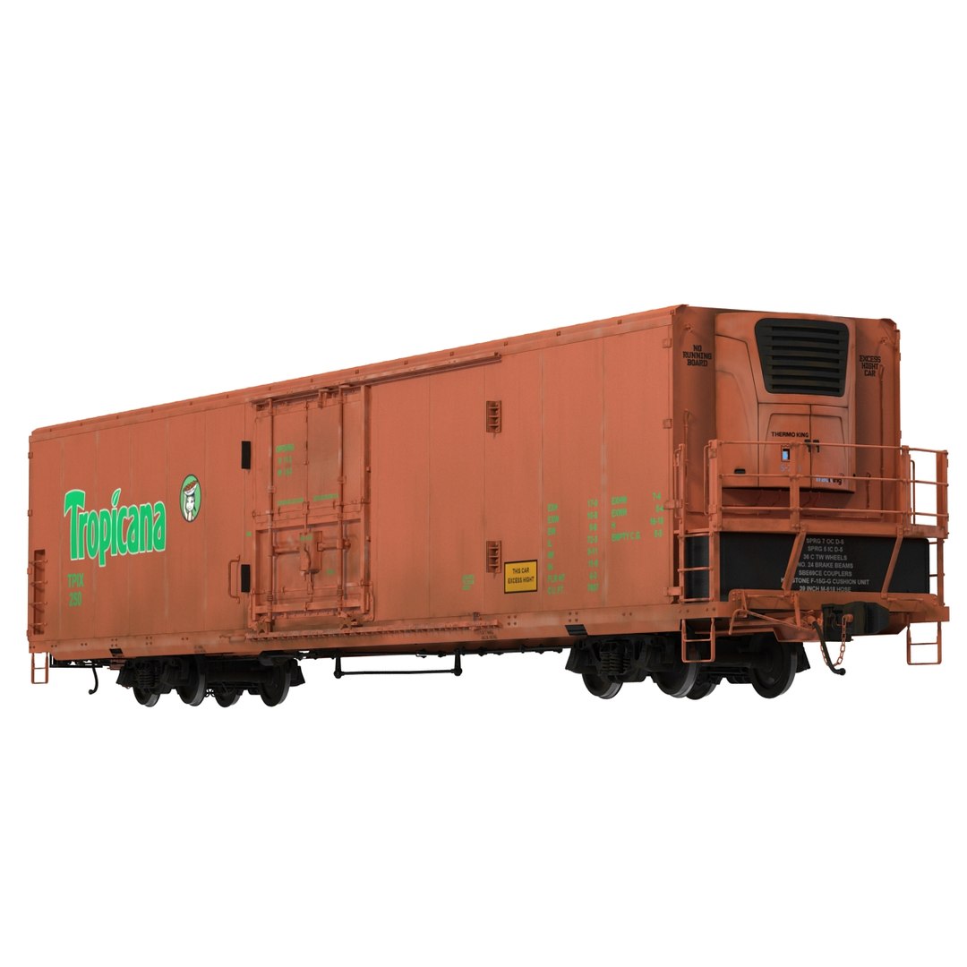 3d railroad refrigerator car modeled