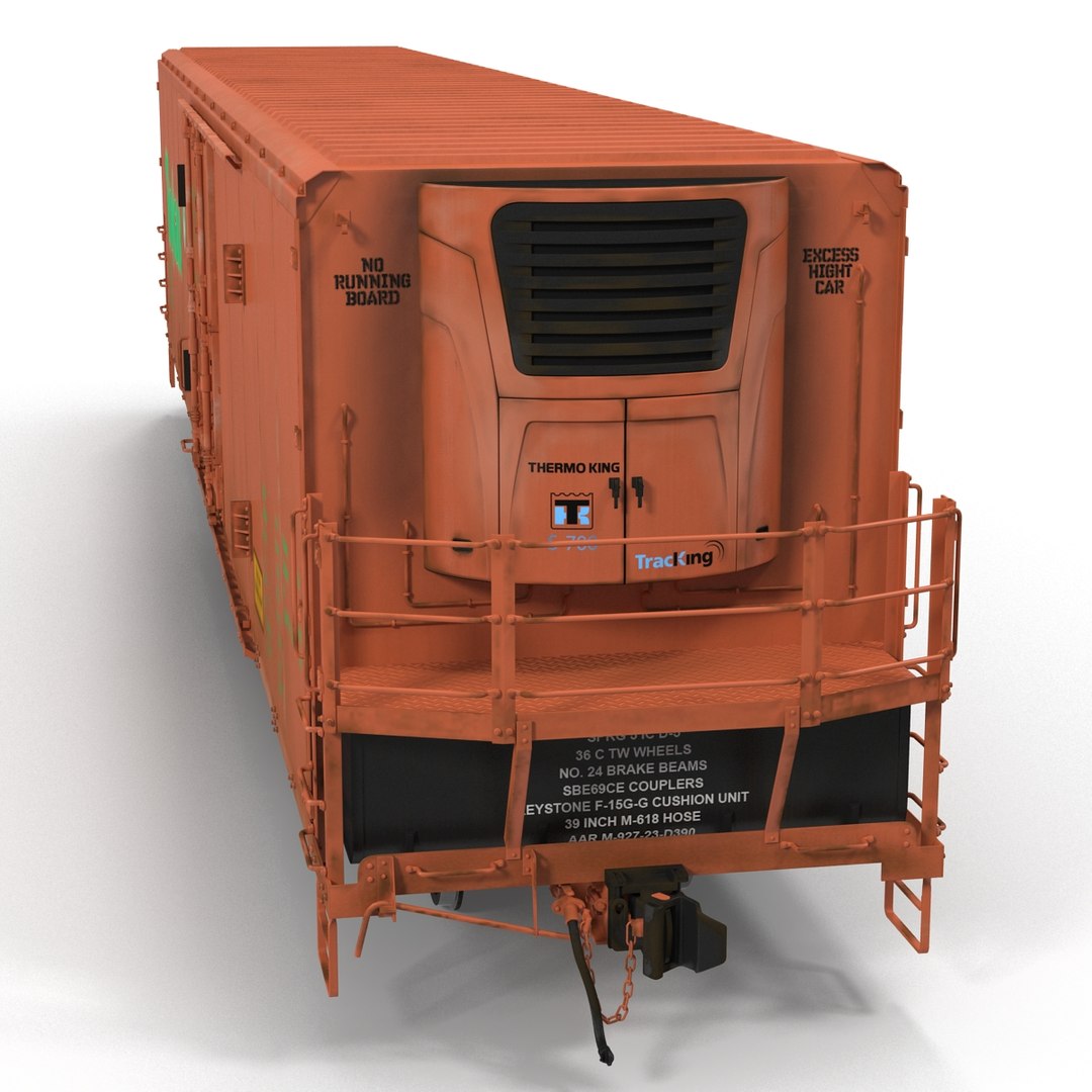 3d railroad refrigerator car modeled