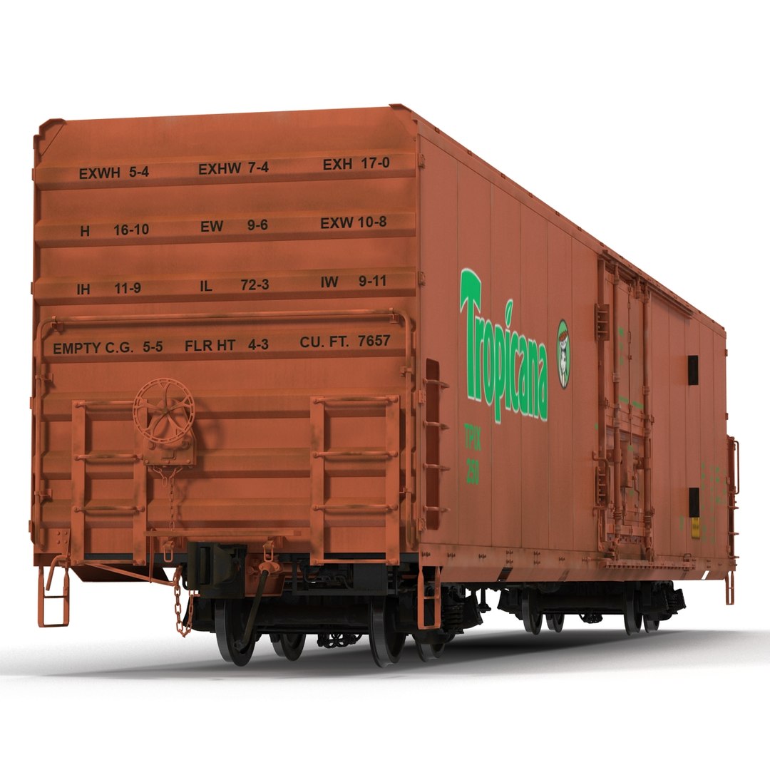 3d railroad refrigerator car modeled