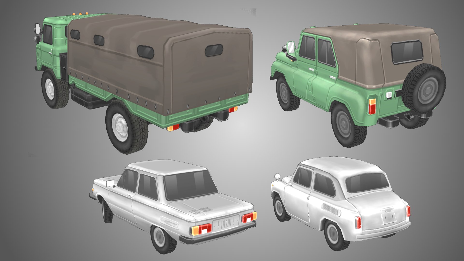 Russian Cars Low Poly Hand Painted 3D model - TurboSquid 1850856