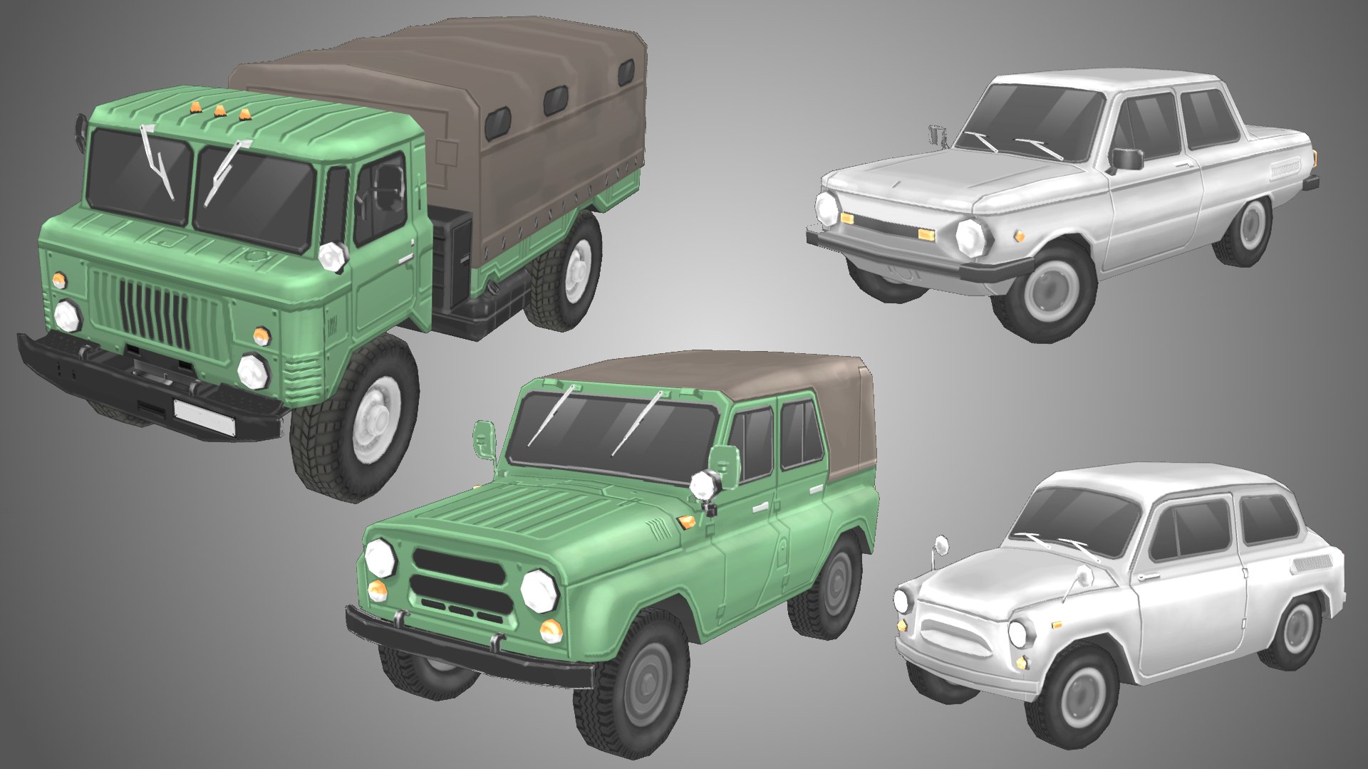 Russian Cars Low Poly Hand Painted 3D model - TurboSquid 1850856