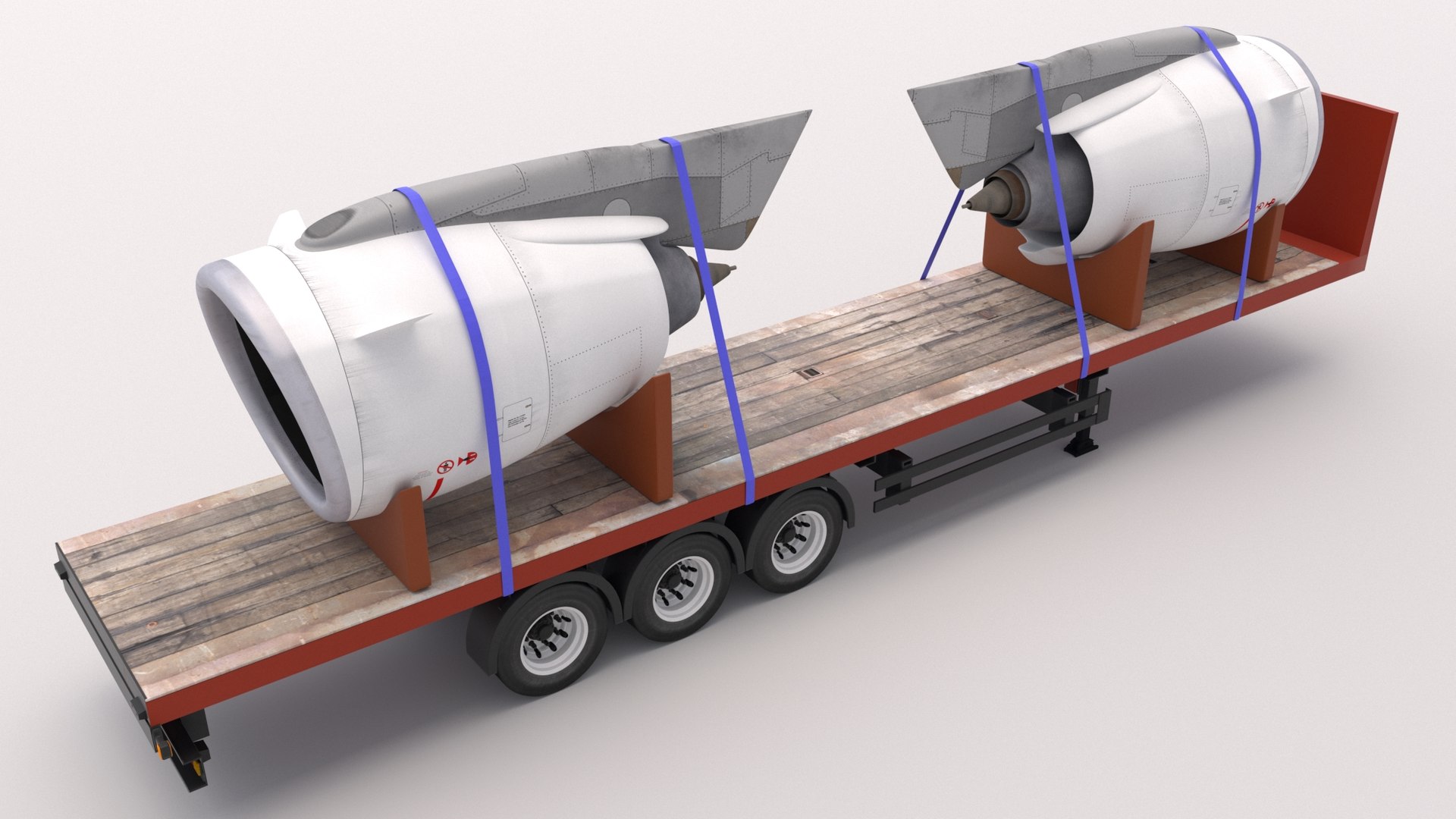 3D Flatbed Trailer With Jet Engines - TurboSquid 1719427