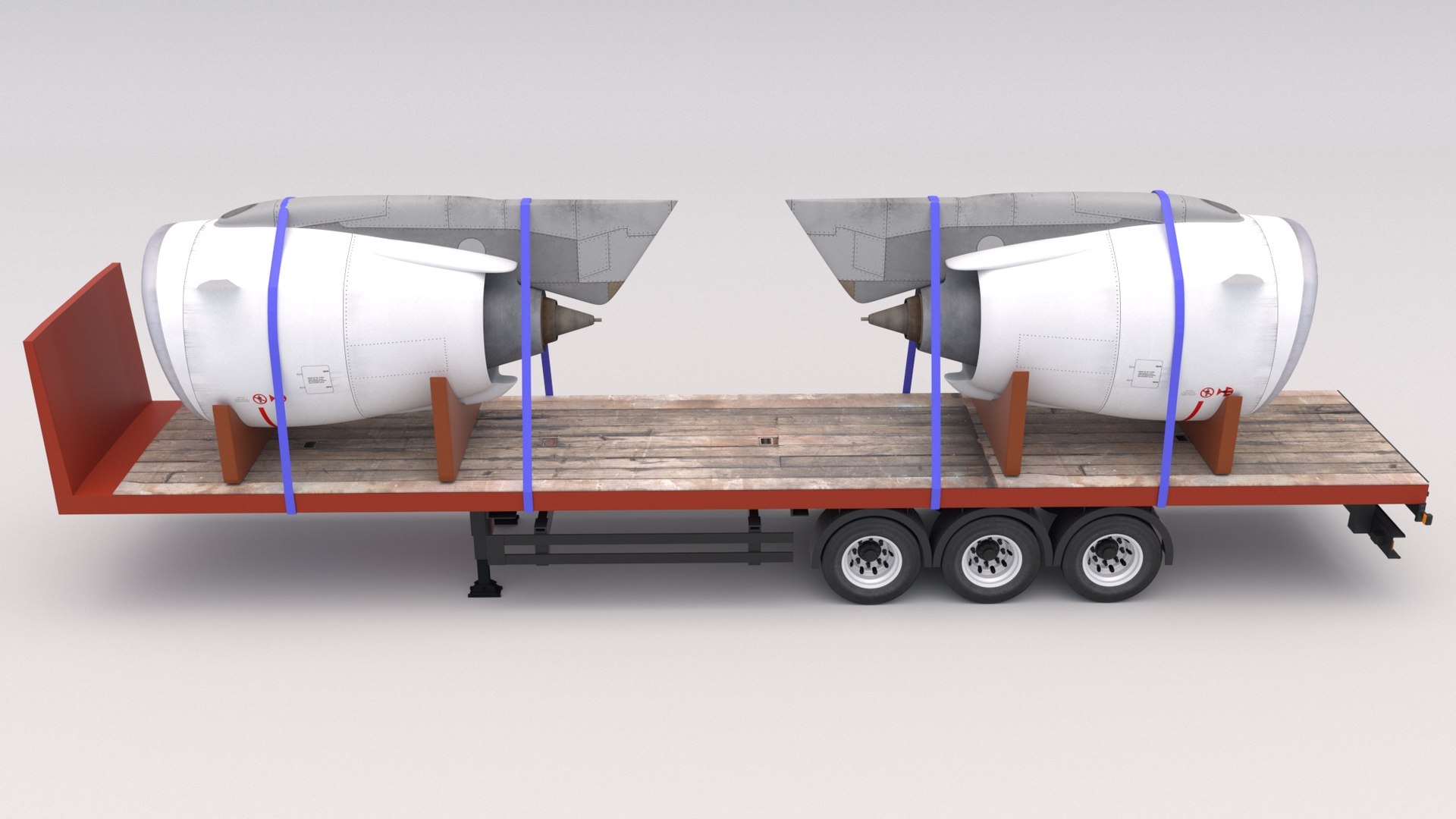 3D Flatbed Trailer With Jet Engines - TurboSquid 1719427