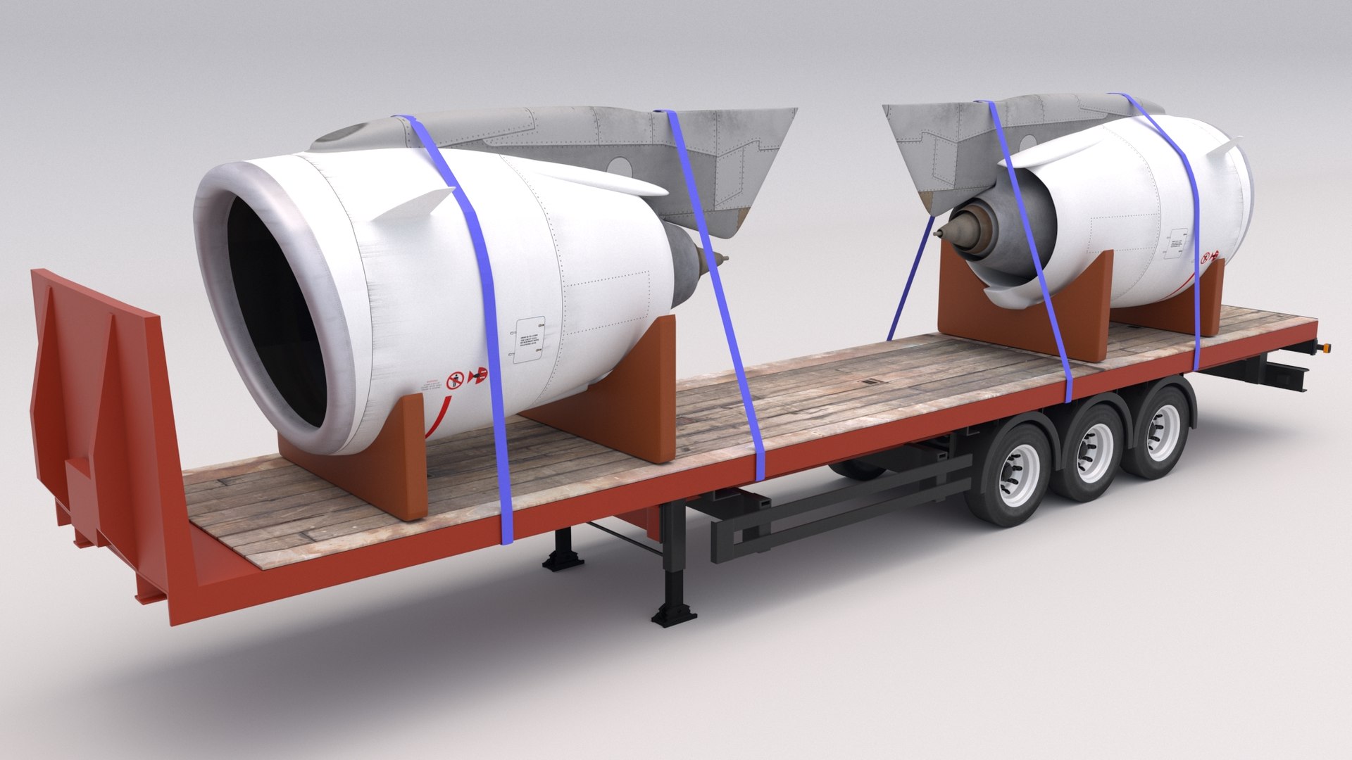 3D Flatbed Trailer With Jet Engines - TurboSquid 1719427