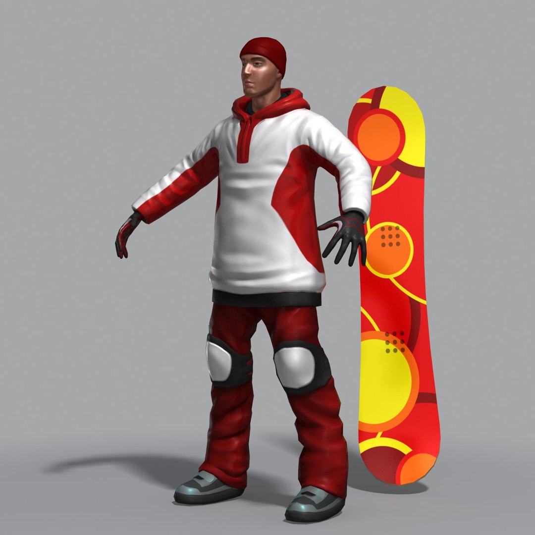 3d model snowboarder boarder