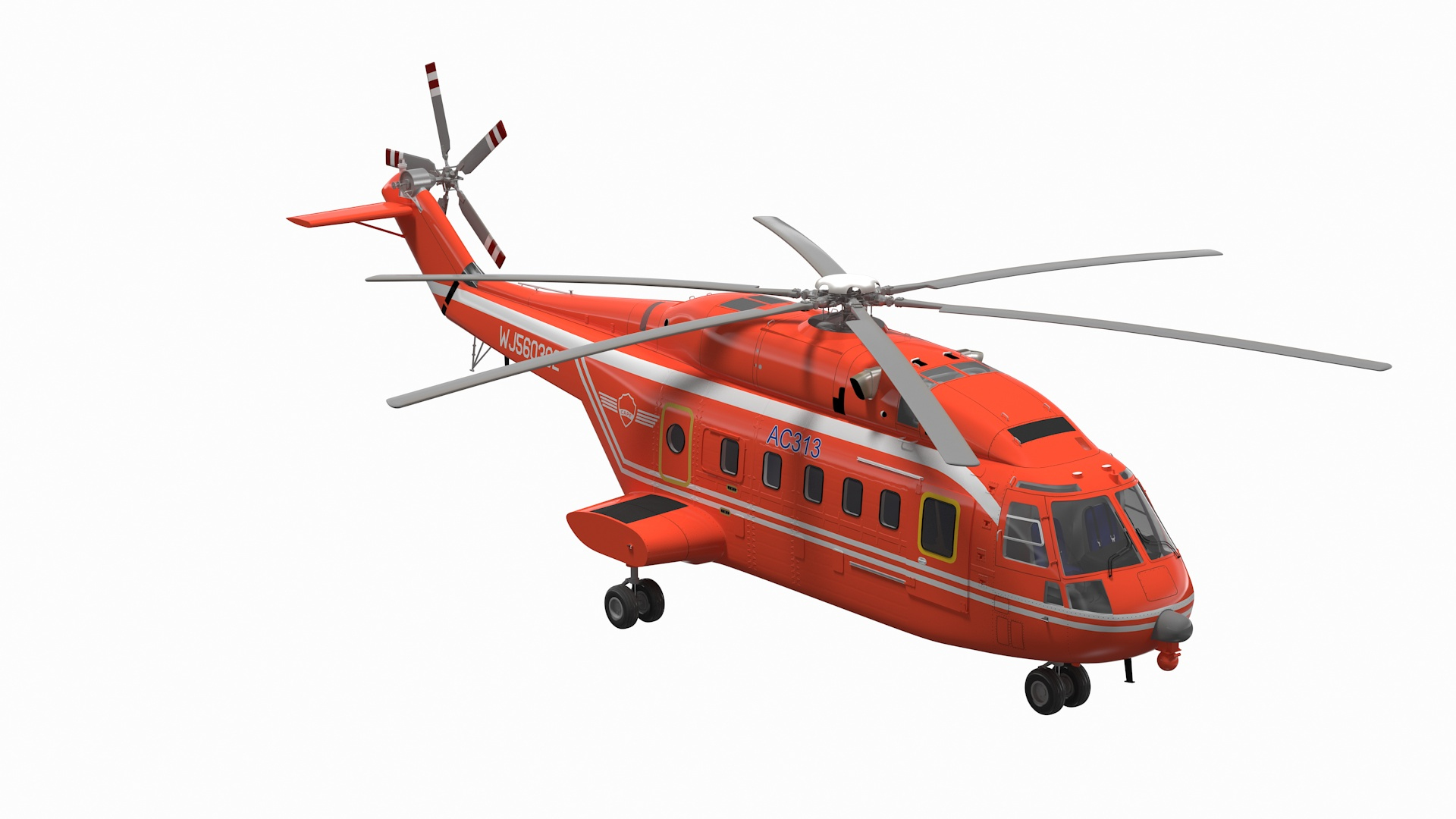 3D Avicopter AC313 Fire Attack Helicopter Rigged For Maya Model ...