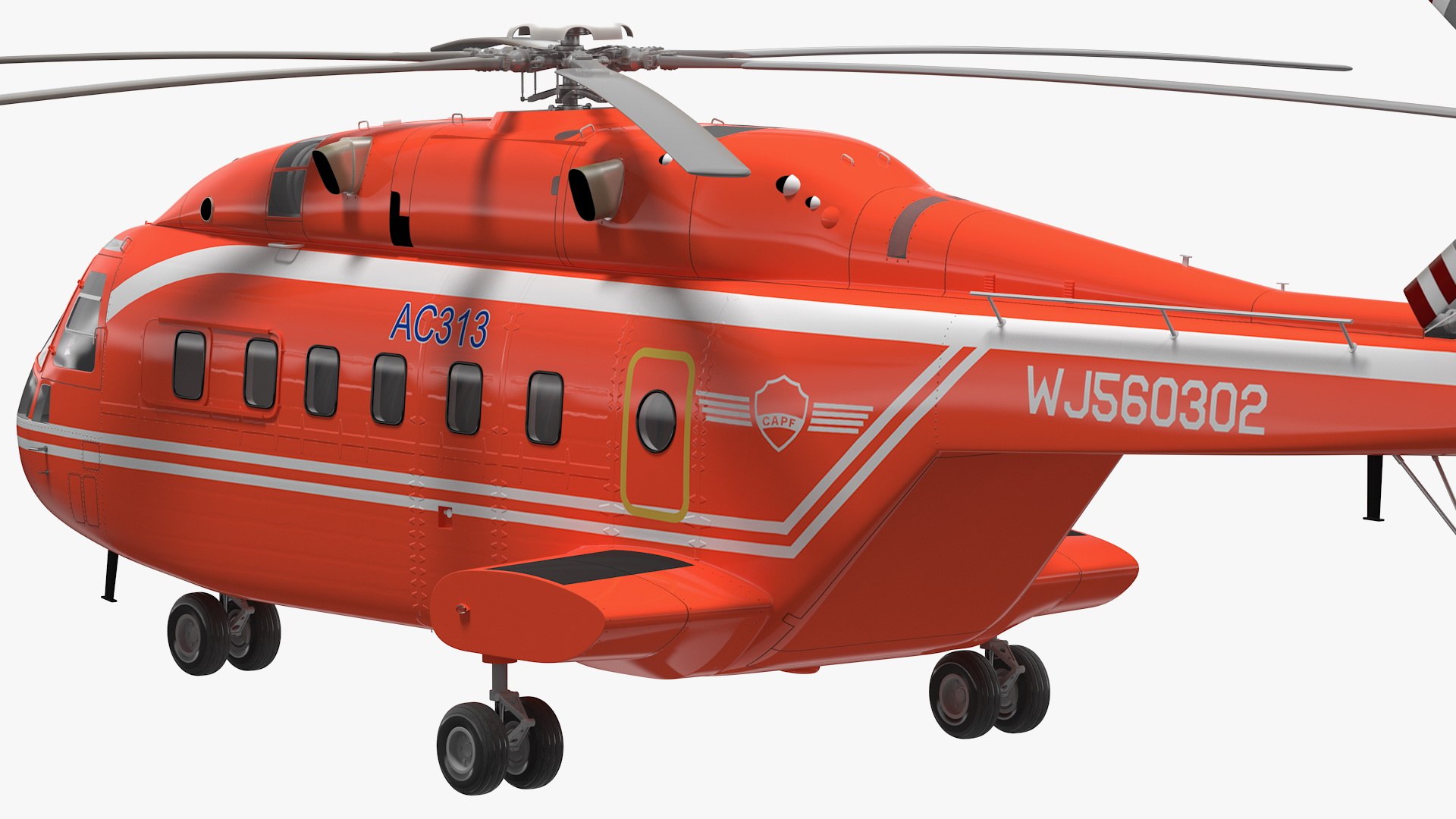 3D Avicopter AC313 Fire Attack Helicopter Rigged For Maya Model ...