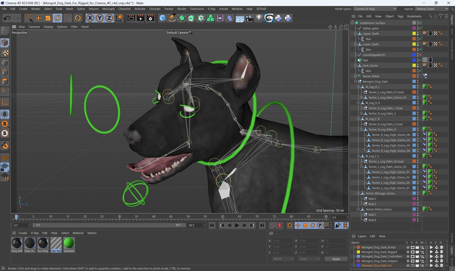 3D Mongrel Dog Dark Fur Rigged For Cinema 4D - TurboSquid 2435242