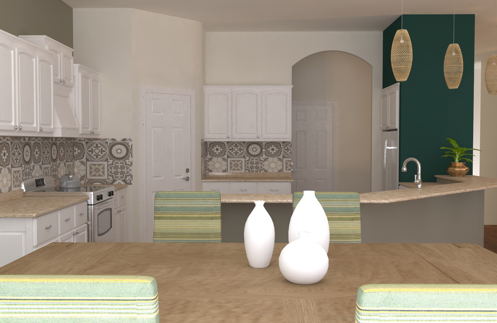 3D Model High Def Modern Classic Living Room And Kitchen - TurboSquid ...