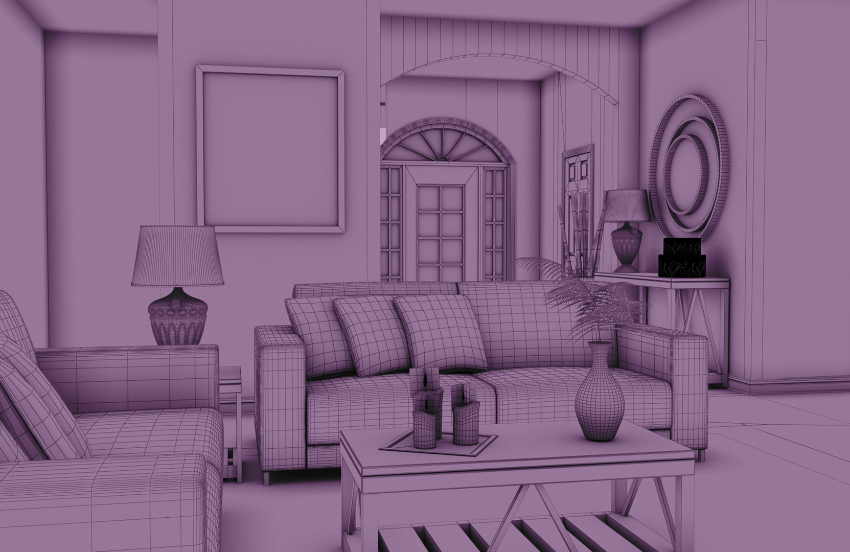 3D Model High Def Modern Classic Living Room And Kitchen - TurboSquid ...