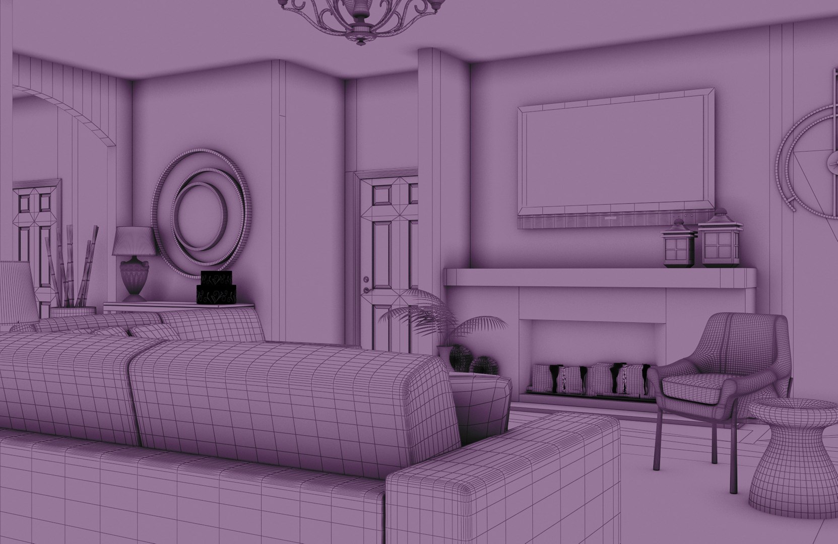 3D Model High Def Modern Classic Living Room And Kitchen - TurboSquid ...