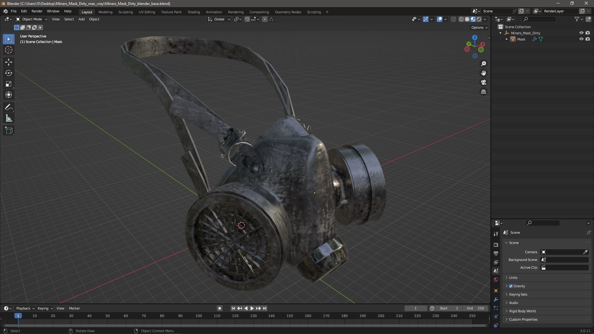 3D Miners Mask Dirty Model - TurboSquid 2330658