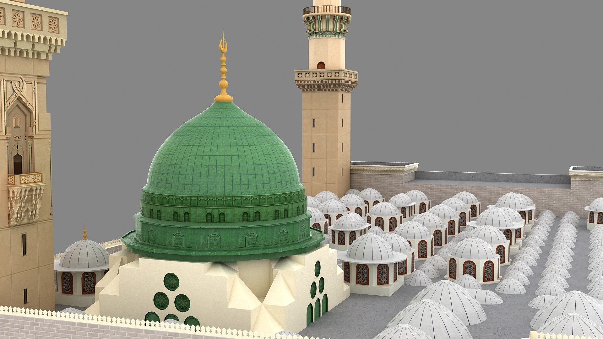 3D Masjid Al Nabawi Green Dome - TurboSquid 2374635