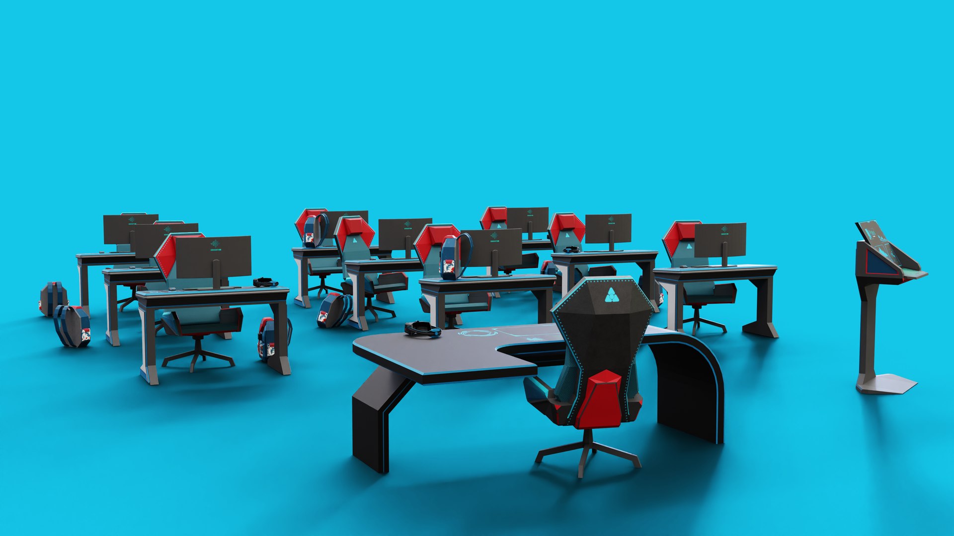 Futuristic Low Poly Classroom 3D Model - TurboSquid 2251565
