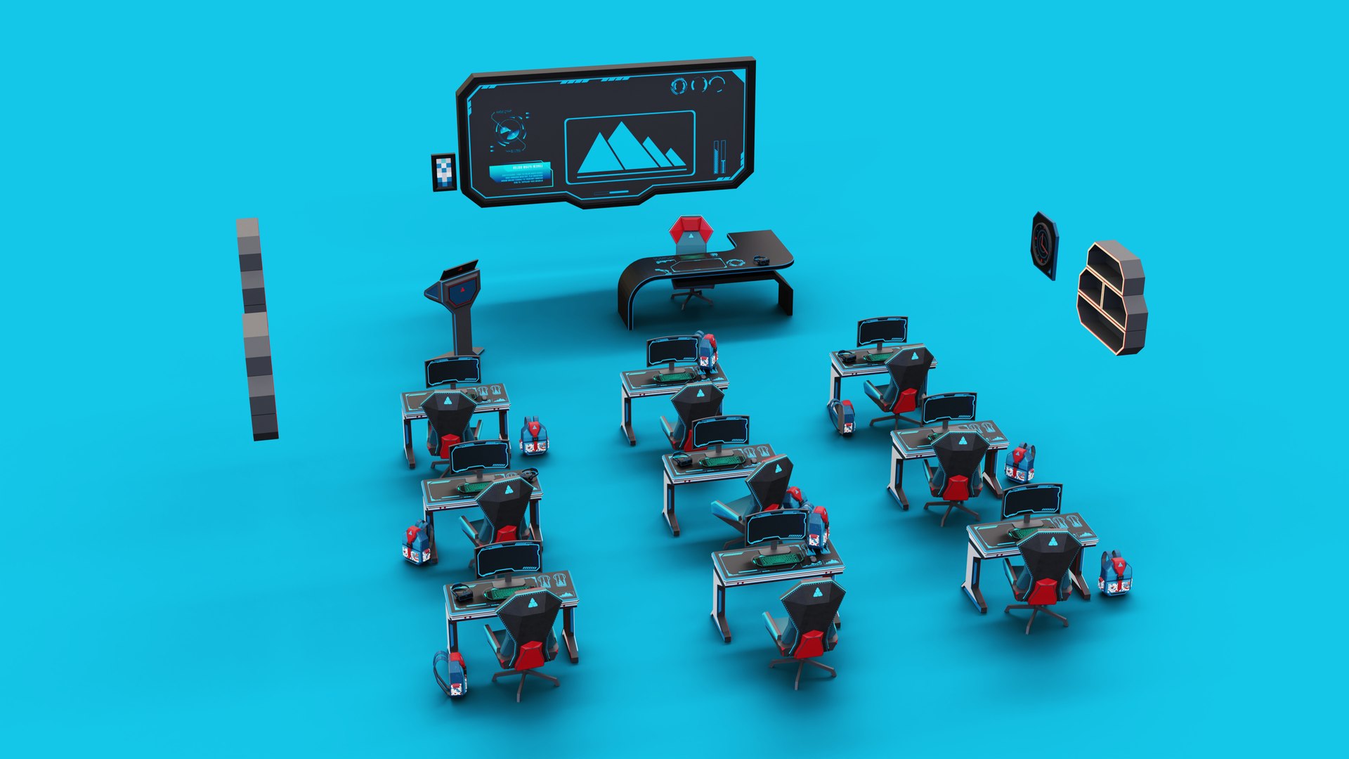 Futuristic Low Poly Classroom 3D Model - TurboSquid 2251565