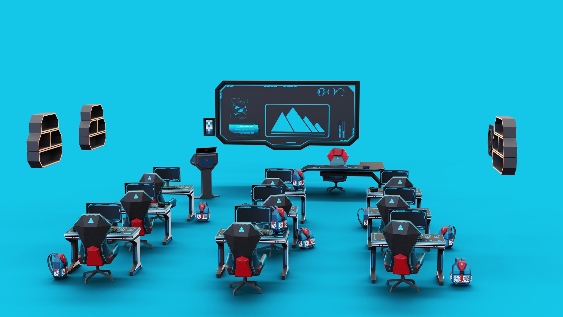 Futuristic Low Poly Classroom 3D Model - TurboSquid 2251565