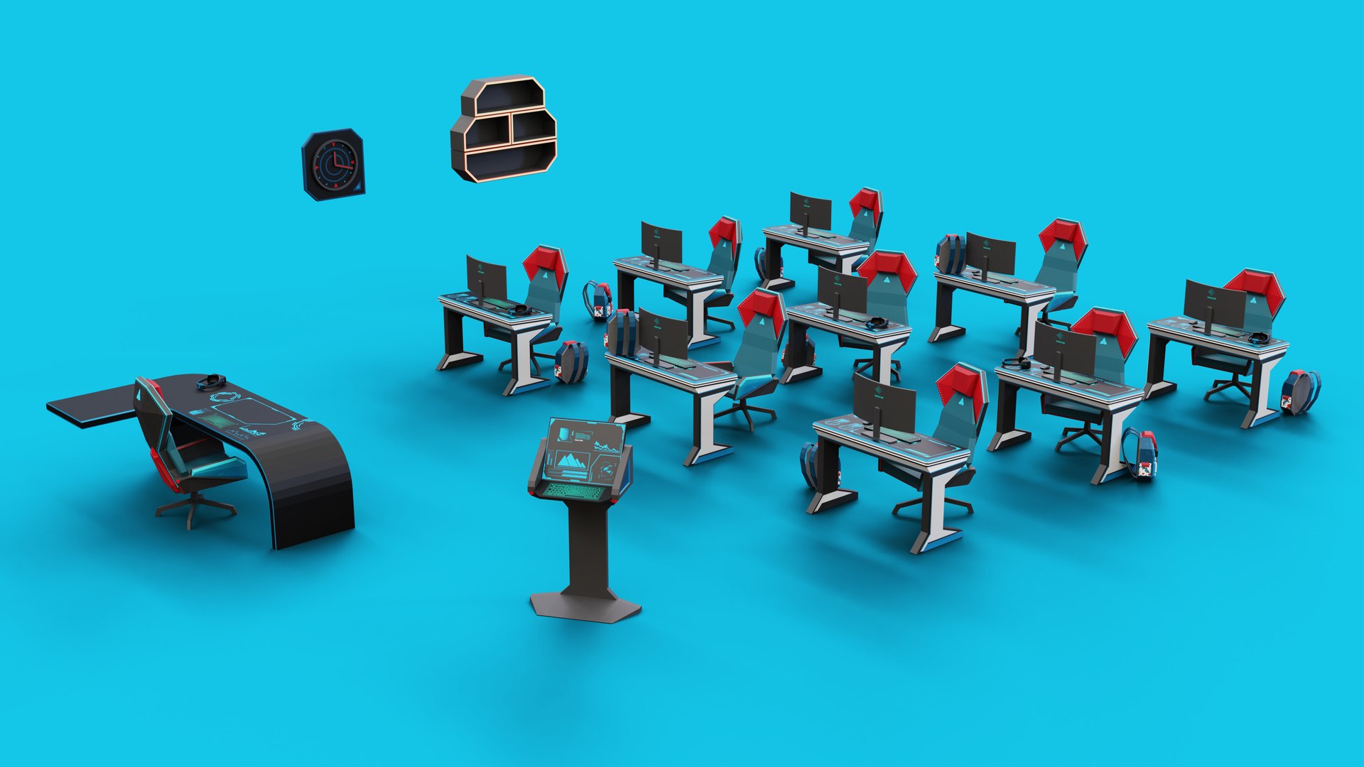 Futuristic Low Poly Classroom 3D Model - TurboSquid 2251565